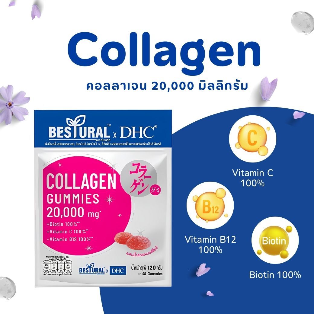 Bestural x DHC Collagen Gummy คอลลาเจนแบบเคี้ยว (40 เม็ด) 8 ซอง