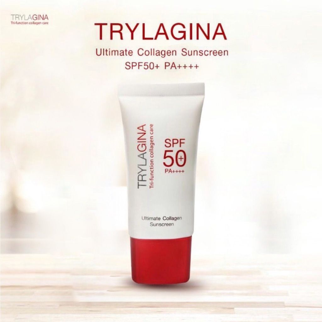 Trylagina collagen Serum 10x ไตรลาจิน่า เซรั่ม (30g) 4 กระปุก + แถมฟรี Trylagina UV (25g) 3 หลอด